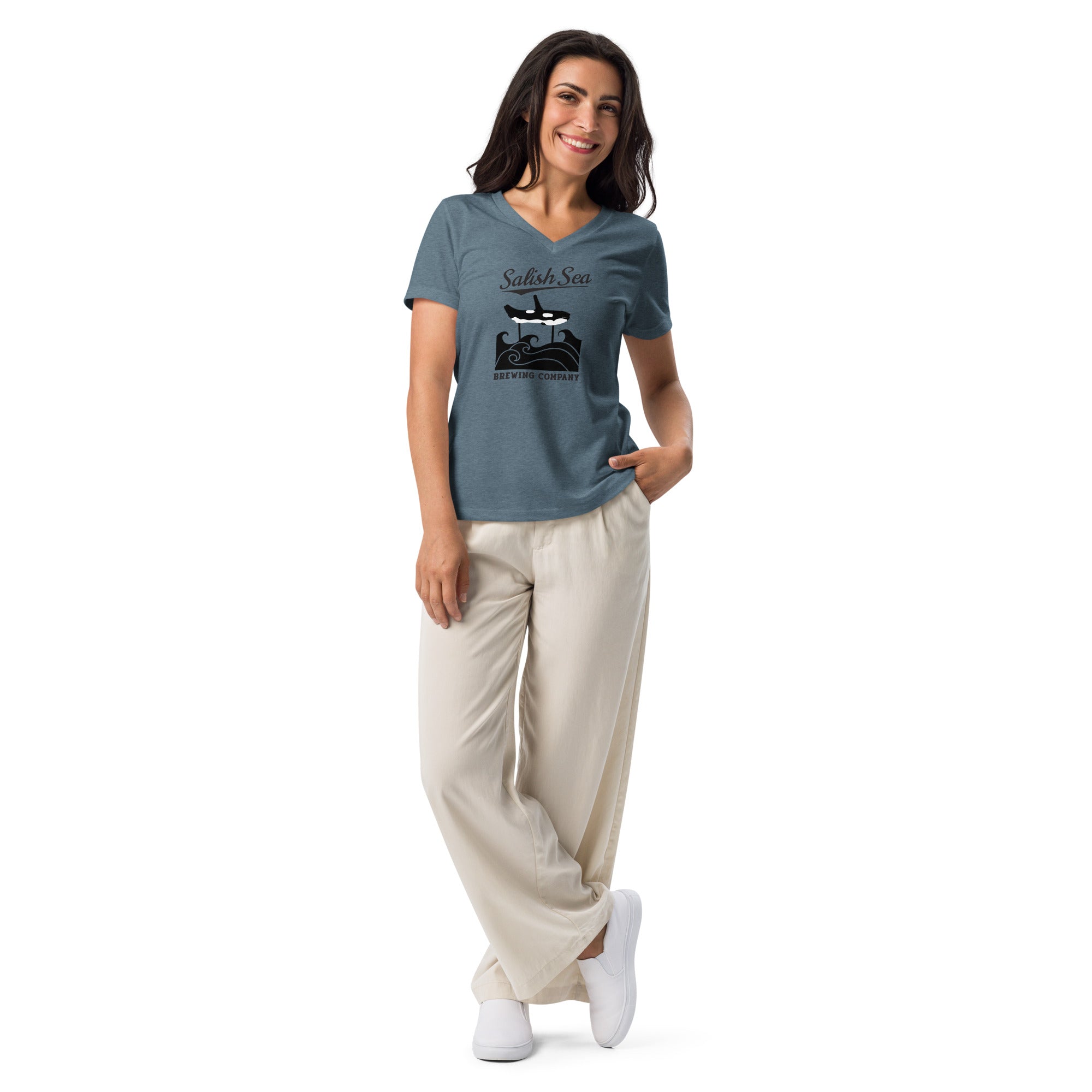 Edmonds Orca Women's relaxed v-neck t-shirt – Salish Sea Brewing ...